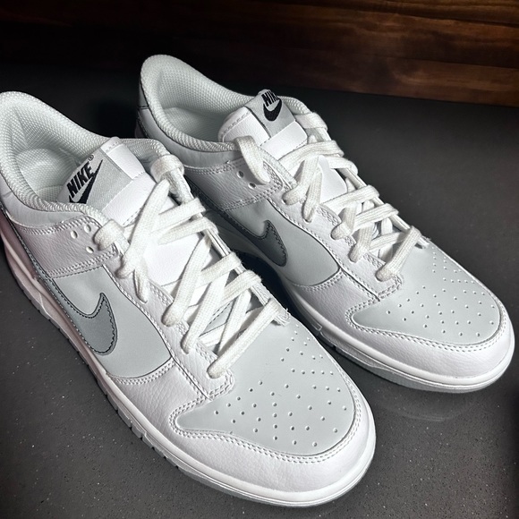 Nike | Shoes | Nike Dunk Low Reflective Swoosh White Gs | Poshmark